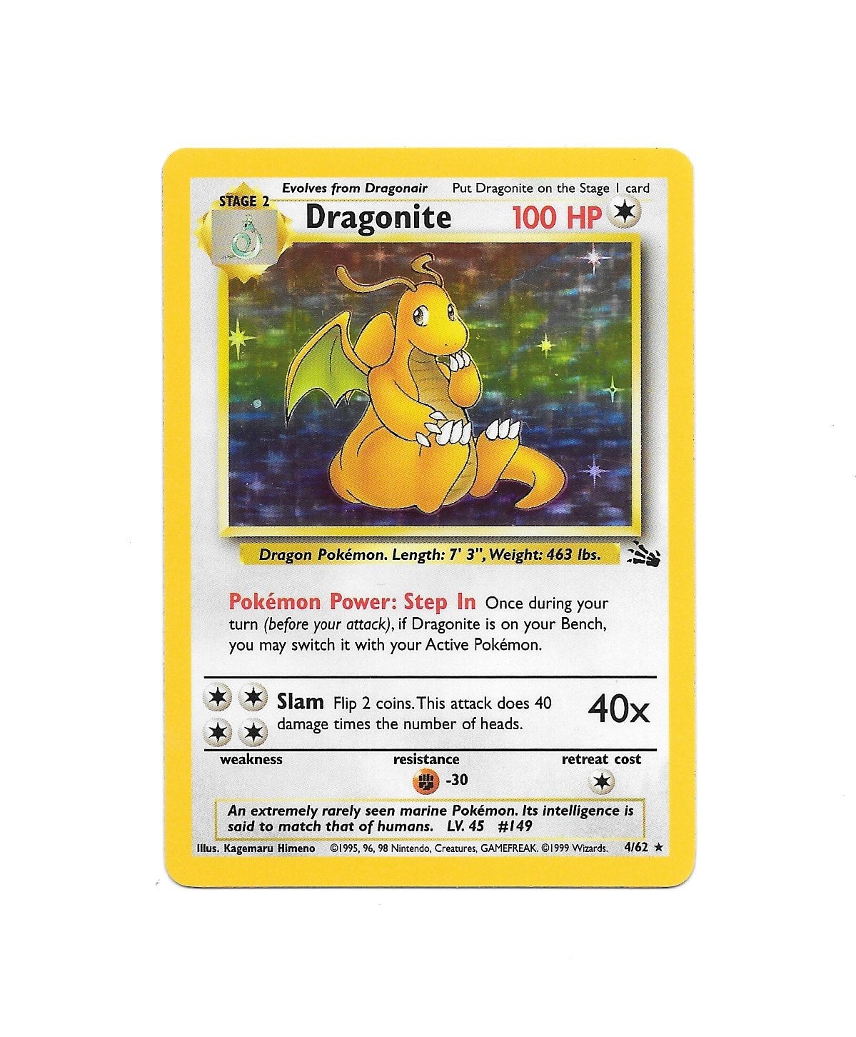 Dragonite- 4/62 Fossil Unlimited Holo NM | PackFlipps